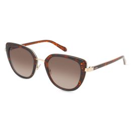Fossil FOS 2158/G/S | Damen-Sonnenbrille | Fassung: Vollrand, Cat Eye, Edelstahl, Havanna | Glasfarbe: Braun