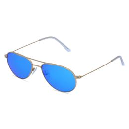 Fielmann BD 039 MOD SUN CL | Unisex-Sonnenbrille | Fassung: Vollrand, Pilot, Metall, Gold Matt | Glasfarbe: Blau