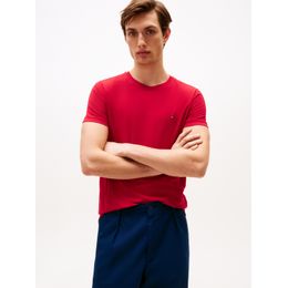 T-Shirt Tommy Hilfiger "STRETCH SLIM FIT TEE", Jungen, Gr. 3XL, rot (medium rot), Jersey, Obermaterial: 96% Baumwolle, 4% Elasthan, slim fit normal, Rundhals, Shirts T-Shirt, mit Rundhalsausschnitt