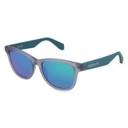 Adidas OR0069 | Unisex-Sonnenbrille | Fassung: Vollrand, Quadratisch, Kunststoff, Grau | Glasfarbe: Gr&uuml;n Spiegel Gr&uuml;n