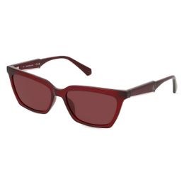Calvin Klein Jeans CKJ23606S | Unisex-Sonnenbrille | Fassung: Vollrand, Butterfly, Kunststoff, Bordeaux Transparent | Glasfarbe: Braun
