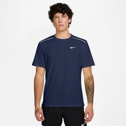 Laufshirt Nike "M NK DF UV MILER SS", Jungen, Gr. L, midnight nav, Obermaterial: 100% Polyester, normal, Rundhals, Shirts Laufshirt, sportlicher Schnitt, mit kurzen &Auml;rmeln, mit reflektierenden Details