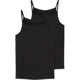 Unterhemd name it "NKFSTRAP TOP 2P", M&auml;dchen, Gr. 116, 2 Stk., N-Gr, schwarz, Jersey, Obermaterial: 95% Baumwolle, 5% Elasthan, unifarben, k&ouml;rpernah, Rundhals, Unterhemden Unterhemd