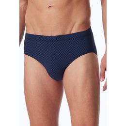 Minislip Schiesser "Cotton Casual", Herren, Gr. 4, blau (803, blau), Single Jersey, Obermaterial: 95% Baumwolle, 5% Elasthan, k&ouml;rpernah, Unterhosen, ohne Eingriff, gemustert