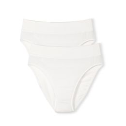 High-Waist-Slip Calida "Elastic Duopack", Damen, Gr. L (48/50), wei&szlig;, Single Jersey, Obermaterial: 94% Baumwolle, 6% Elasthan, unifarben, k&ouml;rpernah, Unterhosen, breiter Softbund, elastisch, atmungsaktiv, weich