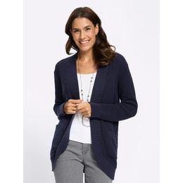 Strickjacke, Damen, Gr. 36, blau (marine), 100% Baumwolle, unifarben, Strickjacken Strickjacke
