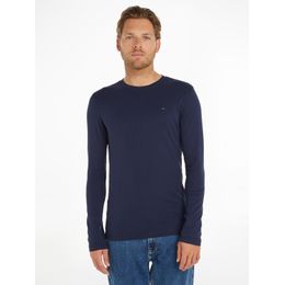 Langarmshirt Tommy Jeans "TJM ORIGINAL RIB LONGSLEEVE", Herren, Gr. L (52), schwarz (schwarz iris), Obermaterial: 100% Baumwolle, unifarben, Basic, schmal, Rundhals, Shirts Langarmshirt