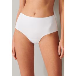 Maxislip Schiesser "Invisible Soft", Damen, Gr. 42, wei&szlig; (100, wei&szlig;), Microfaser, Obermaterial: 70% Polyamid, 30% Elasthan, unifarben, k&ouml;rpernah, Unterhosen, mit hohem Bund