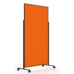 MAGNETOPLAN mobile Moderationstafel VarioPin Black, Hoch-/Querformat, 2-seitig nutzbar, B 1000 x H 1800 mm, Filz/Aluminium, orange/schwarz