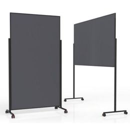 MAGNETOPLAN mobile Moderationstafel VarioPin Black, Hoch-/Querformat, 2-seitig nutzbar, B 1000 x H 1800 mm, Filz/Aluminium, grau/schwarz