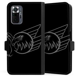DeinDesign Xiaomi Redmi Note 10 Pro Handy Klapph&uuml;lle Handyh&uuml;lle aus Kunst Leder schwarz Flip Case Adler Mannheim Ice Hockey Sports Sideflip mit langer Lasche