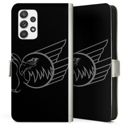 DeinDesign Galaxy A52s 5G Handy Klapph&uuml;lle Handyh&uuml;lle aus Kunst Leder wei&szlig; Flip Case Adler Mannheim Ice Hockey Sports Sideflip mit Lasche