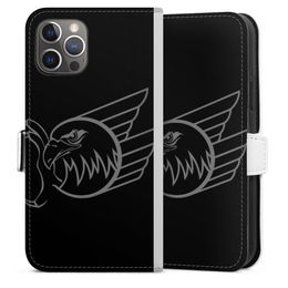 DeinDesign iPhone 12 Pro Handy Klapph&uuml;lle Handyh&uuml;lle aus Kunst Leder wei&szlig; Flip Case Adler Mannheim Ice Hockey Sports Sideflip mit Lasche