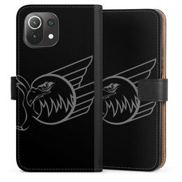 DeinDesign Xiaomi Mi 11 Lite 5G Handy Klapph&uuml;lle Handyh&uuml;lle aus Kunst Leder schwarz Flip Case Adler Mannheim Sports Ice Hockey Sideflip mit langer Lasche