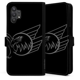 DeinDesign Galaxy A32 5G Handy Klapph&uuml;lle Handyh&uuml;lle aus Kunst Leder schwarz Flip Case Adler Mannheim Sports Ice Hockey Sideflip mit langer Lasche