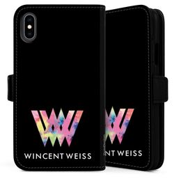 DeinDesign iPhone X Handy Klapph&uuml;lle Handyh&uuml;lle aus Kunst Leder schwarz Flip Case Official Licensed Product Wincent Weiss Music Sideflip mit langer Lasche