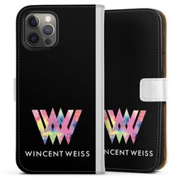 DeinDesign iPhone 12 Pro Max Handy Klapph&uuml;lle Handyh&uuml;lle aus Kunst Leder wei&szlig; Flip Case Official Licensed Product Wincent Weiss Music Sideflip mit Lasche