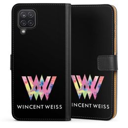 DeinDesign Galaxy A12 Handy Klapph&uuml;lle Handyh&uuml;lle aus Kunst Leder schwarz Flip Case Official Licensed Product Wincent Weiss Music Sideflip mit langer Lasche