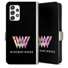DeinDesign Galaxy A52s 5G Handy Klapph&uuml;lle Handyh&uuml;lle aus Kunst Leder wei&szlig; Flip Case Official Licensed Product Wincent Weiss Music Sideflip mit Lasche