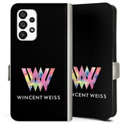 DeinDesign Galaxy A53 5G Handy Klapph&uuml;lle Handyh&uuml;lle aus Kunst Leder wei&szlig; Flip Case Music Wincent Weiss Official Licensed Product Sideflip mit Lasche