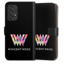 DeinDesign Galaxy A53 5G Handy Klapph&uuml;lle Handyh&uuml;lle aus Kunst Leder schwarz Flip Case Music Wincent Weiss Official Licensed Product Sideflip mit langer Lasche