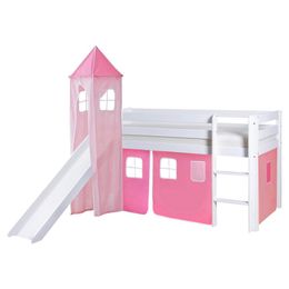 Livetastic Spielbett Ticaa 808899 Kasper, Rosa, Wei&szlig;, Hellrosa, Holz, Kiefer, massiv, seitenverkehrt montierbar, 90x200 cm, Kinder- & Jugendzimmer, Kinderm&ouml;bel, Kinderbetten, Spielbetten