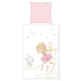 Kinderbettw&auml;sche, Wei&szlig;, Pink, Textil, 135x200 cm, Oeko-Tex&reg; Standard 100, pflegeleicht, hautfreundlich, Schlaftextilien, Bettw&auml;sche, Kinderbettw&auml;sche