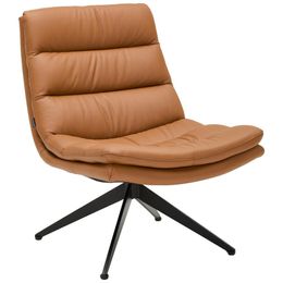 Dieter Knoll Collection Dieter Knoll Designsessel, Cognac, Metall, Echtleder, Rindleder, 62.5x82x80 cm, Sitzfl&auml;che 360&deg; drehbar, Wohnzimmer, Sessel, Sonstige Sessel