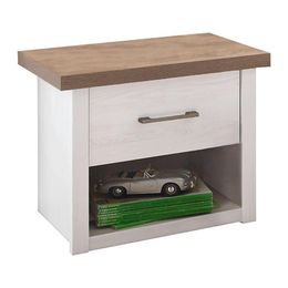CARRYHOME Nachtschrank, Wei&szlig;, Tr&uuml;ffeleiche, Holzwerkstoff, 1 Schublade(n) Schubladen, 51x46x43 cm, Schlafzimmer, Nachttische