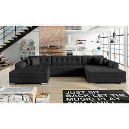 P & B Wohnlandschaft, Schwarz, Kunststoff, 5-Sitzer, 359x165 cm, Made in EU, Liegefunktion, Wohnzimmer, Sofas & Couches, Wohnlandschaften