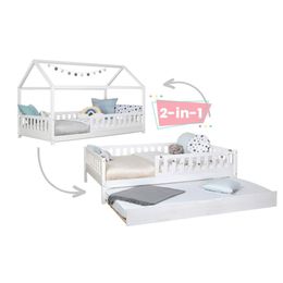 Livetastic Ausziehbett Duo 0406, Wei&szlig;, Holz, Kiefer, massiv,Schichtholz, H&ouml;he ca. 20 cm, 140x200 cm, Bettkasten, bodentiefer Einstieg, Kinder- & Jugendzimmer, Kinderm&ouml;bel, Kinderbetten, Ausziehbetten