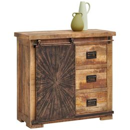 Landscape Kommode, Natur, Schwarz, Kupfer, Holz, Metall, Mangoholz, massiv, 2 F&auml;cher, 3 Schublade(n) Schubladen, 90x85x40 cm, Typenauswahl, Beim&ouml;bel erh&auml;ltlich, stehend, Wohnzimmer, Kommoden & Sideboards, Kommoden