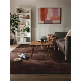 benuta Nest Waschbarer Hochflor Shaggyteppich Melvin Braun 120x170 cm - Hochflor Teppich f&uuml;r Wohnzimmer