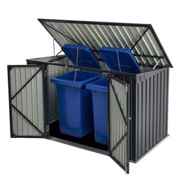 Juskys M&uuml;lltonnenbox, Anthrazit, Metall, 200x128x105 cm, Aufbewahrung & Schutzh&uuml;llen