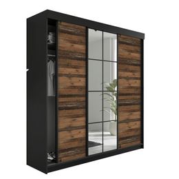 Kier Furniture Schiebet&uuml;renschrank, Schwarz, Dunkelbraun, Holzwerkstoff, 200x205x59 cm, Schlafzimmer, Kleiderschr&auml;nke, Schwebet&uuml;renschr&auml;nke