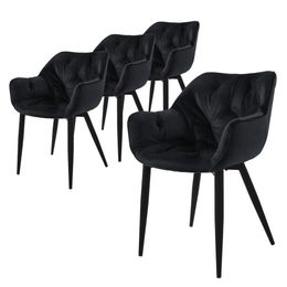 ML-Design Esszimmerst&uuml;hle, Schwarz, Metall, 4-Sitzer, 60x82x57 cm, Esszimmer, St&uuml;hle, Esszimmerst&uuml;hle, Armlehnenst&uuml;hle