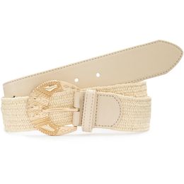 Tailleng&uuml;rtel Lascana "Stretchg&uuml;rtel, Bauchg&uuml;rtel, Schmuckg&uuml;rtel, G&uuml;rtel f&uuml;r Kleid & Overall", Damen, Gr. 95, beige, Kunstfaser, Lederimitat, unifarben, G&uuml;rtel, in moderner Bast-Optik mit Shaping-Effekt dank elastischem Material