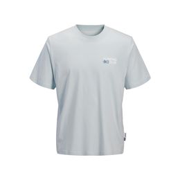 Jack & Jones T-Shirt JACK & JONES "JCOMARINA BACK PRINT TEE SS CREW NECK", Jungen, Gr. L, wei&szlig; (omphalodes), Jersey, Obermaterial: 100% Baumwolle, bedruckt, regular fit normal, Rundhals, gerader Abschluss, Shirts T-Shirt, mit Print