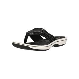 Zehentrenner Clarks "Brinkley Sea", Damen, Gr. 35,5, schwarz-wei&szlig; (schwarz, wei&szlig;), Synthetik, Schuhe Zehentrenner, mit profilierter TPR-Laufsohle