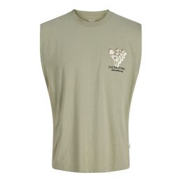Jack & Jones Muskelshirt JACK & JONES "JORMONTAUK GRAPHIC SL TEE CREW NECK", Herren, Gr. S, seagrass, Jersey, Obermaterial: 100% Baumwolle, bedruckt, relaxed fit normal, Rundhals, Shirts