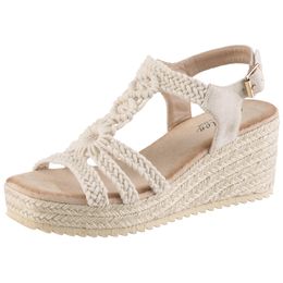 Keilsandalette ANISTON SHOES "Upper", Damen, Gr. 41, creme, Lederimitat, Textil, Flechtoptik, Zopfmuster, Schuhe, Sommerschuh, Urlaubsschuh, Ethno-Look - NEUE KOLLEKTION