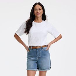 LANDS' END Soft Denim Mid Waist Jeansshorts 18 cm, Damen, size: regular, Blau, Baumwoll-Mischung, by Lands' End