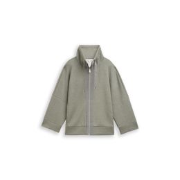 Tom Tailor Damen Boxy Fit Scuba Sweatjacke, gr&uuml;n, Meliert, Gr. M