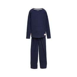 Tom Tailor Damen Basic Pyjama-Set, blau, Uni, Gr. 42