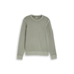 Tom Tailor Herren Sweatshirt mit &Auml;rmeltasche, gr&uuml;n, Uni, Gr. L