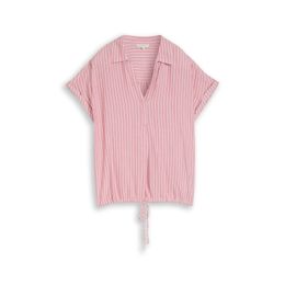 Tom Tailor Damen Loose Fit Bluse mit Streifenmuster, rot, Gestreift, Gr. 46