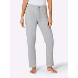 Dehnbund-Hose feel good, Damen, Gr. 18/19, Kurzgr&ouml;&szlig;en, grau (grau, meliert), 50% Baumwolle, 50% Polyester, gemustert, mehrfarbig, unifarben, Hosen