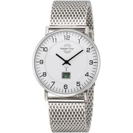 Funkuhr MASTER TIME "Basic", silber (silberfarben, wei&szlig;), Armbanduhren, Herren, Funkuhr, Quarzuhr, Armbanduhr, Herrenuhr, Edelstahlarmband, analog, digital