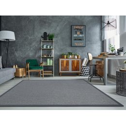 Teppich Dekowe "Naturino Rips", grau (platinfarben), B:80cm H:7mm L:250cm, Kunstfaser, Teppiche, Teppich, Flachgewebe, Sisal-Optik, mit Bord&uuml;re, In- und Outdoor geeignet
