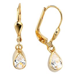Paar Ohrh&auml;nger Jobo, gold (gelbgold 333), Ohrringe, Damen, Gelbgold 333, Tropfen 333 Gold mit Zirkonia